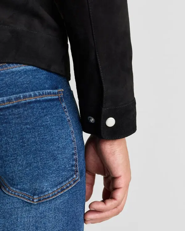 Quince Suede Café Racer Jacket - True Black