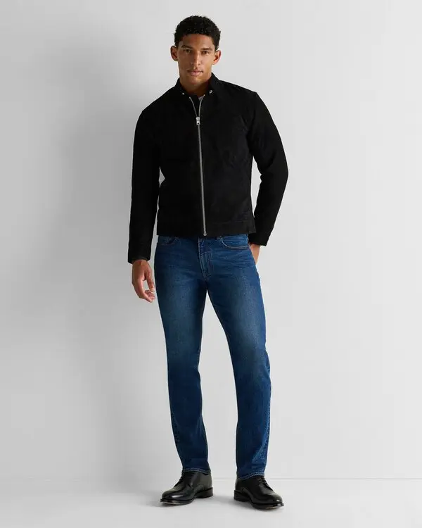 Quince Suede Café Racer Jacket - True Black