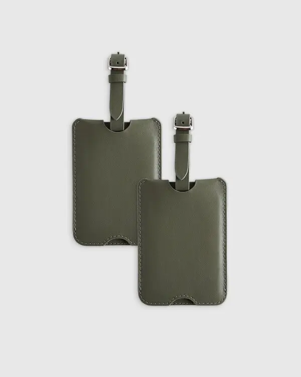 Quince Nappa Leather Luggage Tag - Olive