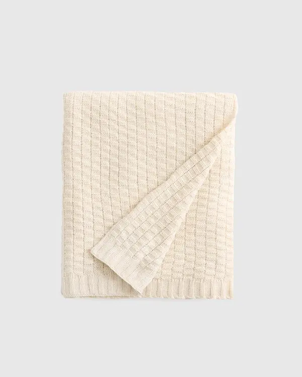 Quince Cotton Cashmere Knit Blanket - Ivory
