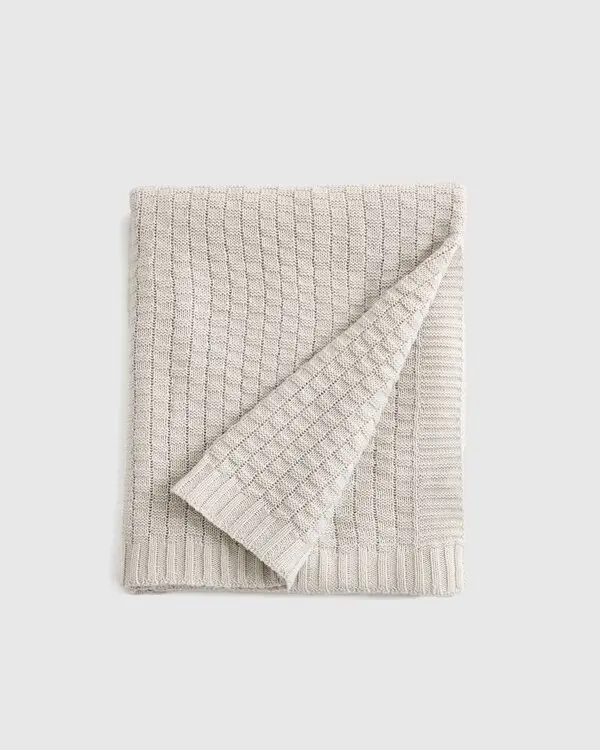 Quince Cotton Cashmere Knit Blanket - Light Grey