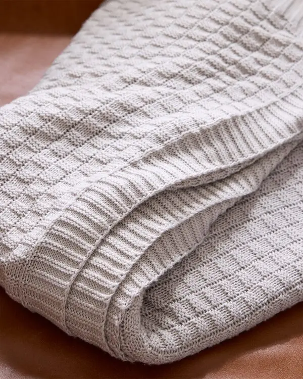 Quince Cotton Cashmere Knit Blanket - Light Grey
