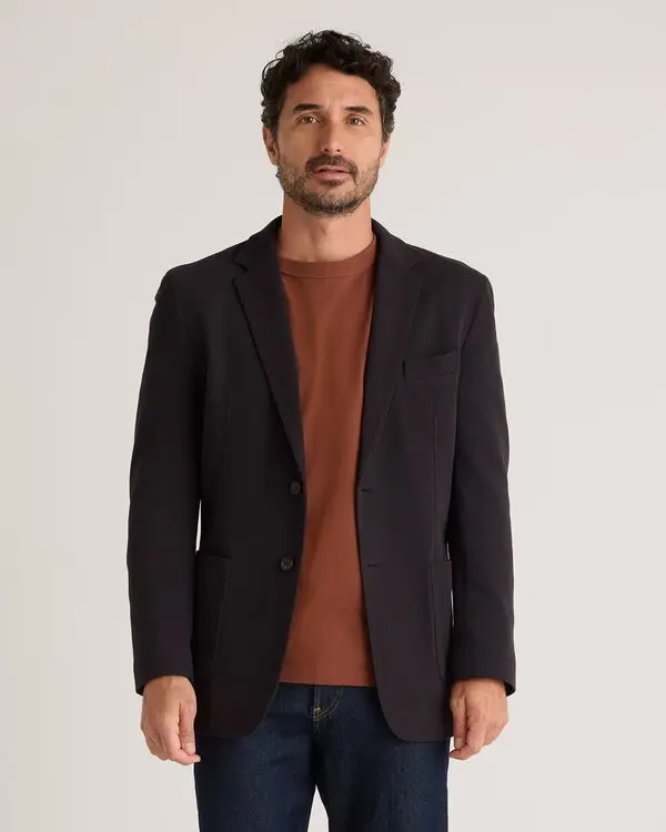 Quince Cotton Pique Knit Blazer - Black