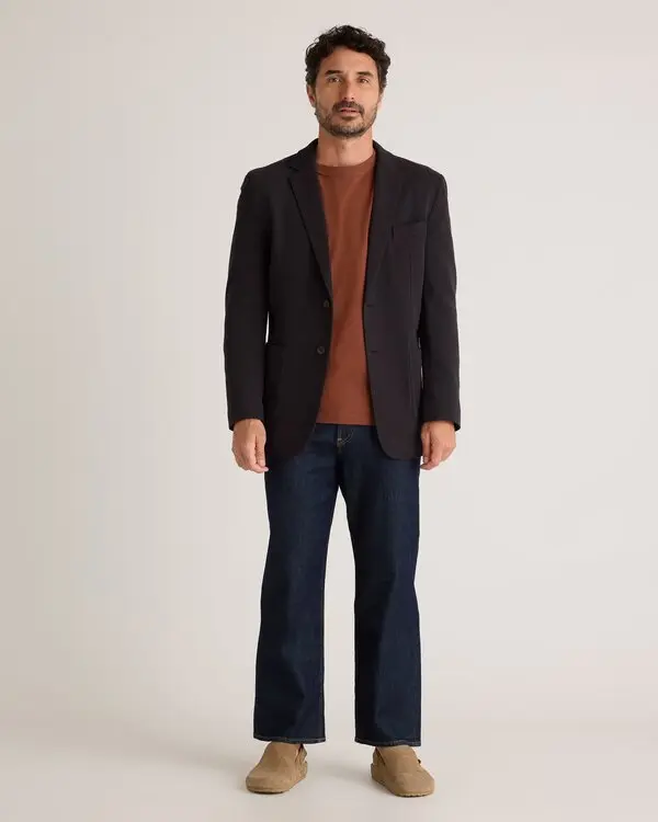 Quince Cotton Pique Knit Blazer - Black