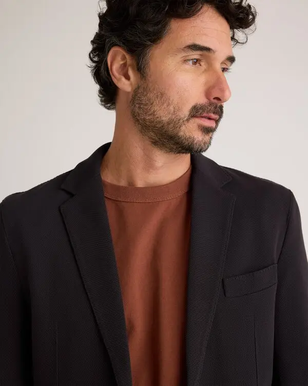 Quince Cotton Pique Knit Blazer - Black