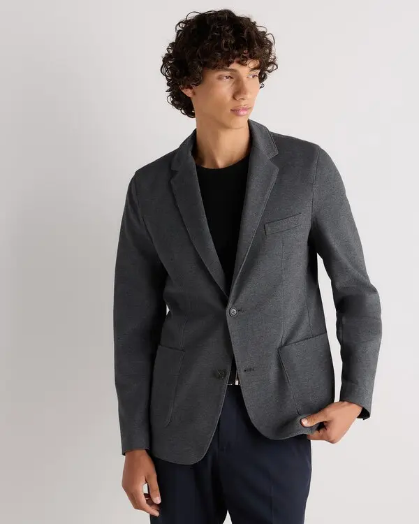Quince Cotton Pique Knit Blazer - Heather Charcoal