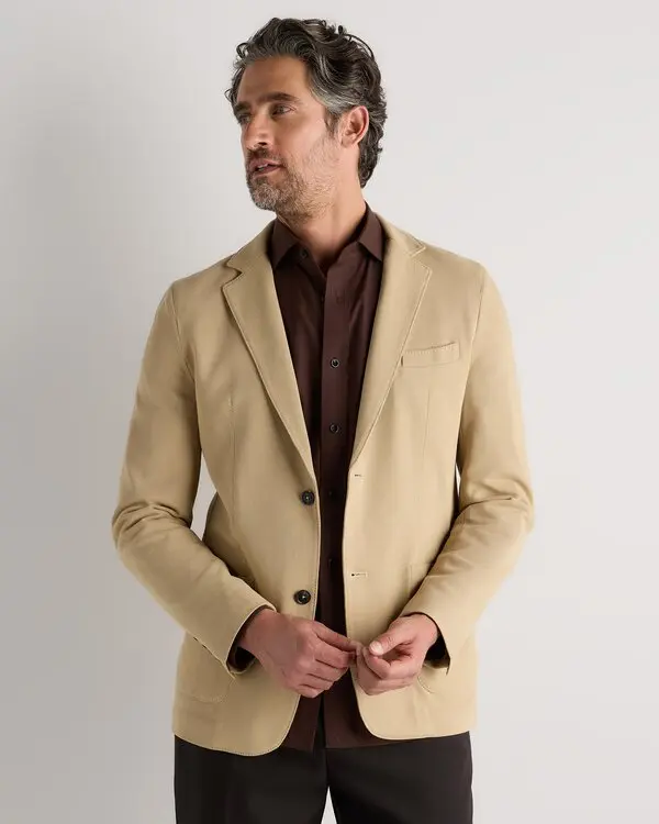 Quince Cotton Pique Knit Blazer - Khaki