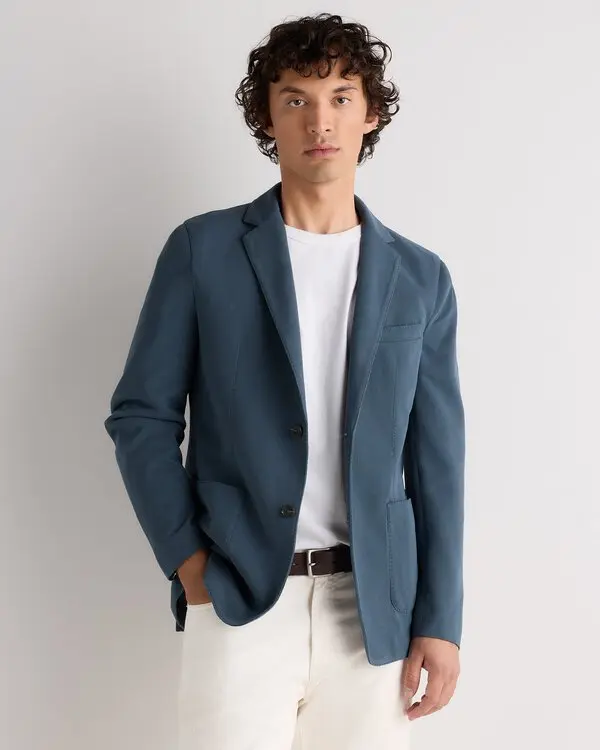 Quince Cotton Pique Knit Blazer - Ocean