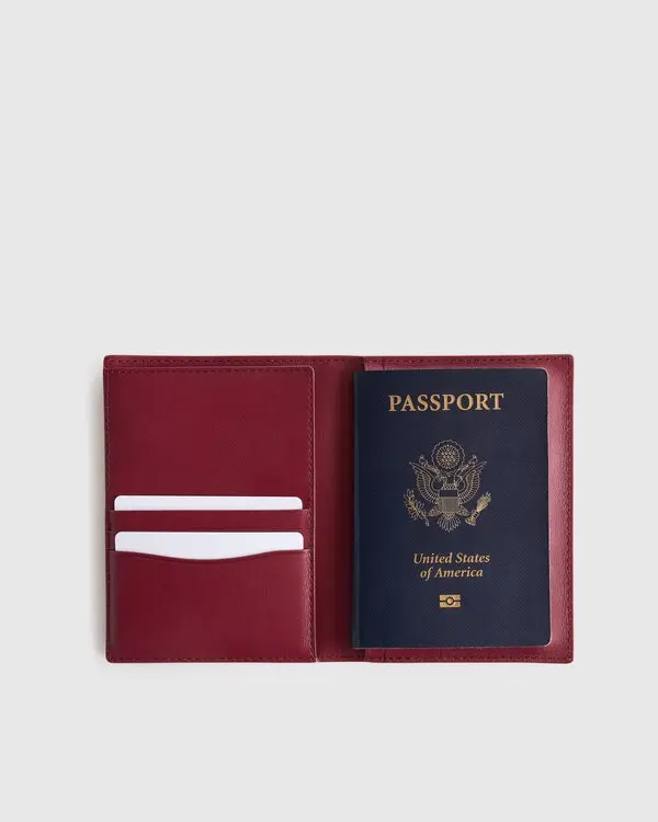 Quince Nappa Leather Rfid Blocking Passport Holder - Wine