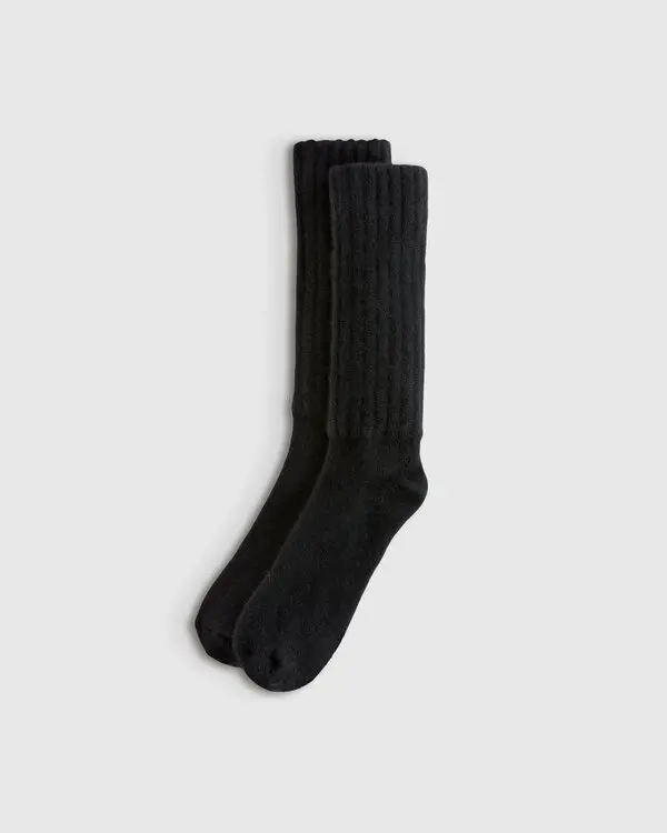 Quince Signature Grade A Cashmere Ribbed Beanie - Black