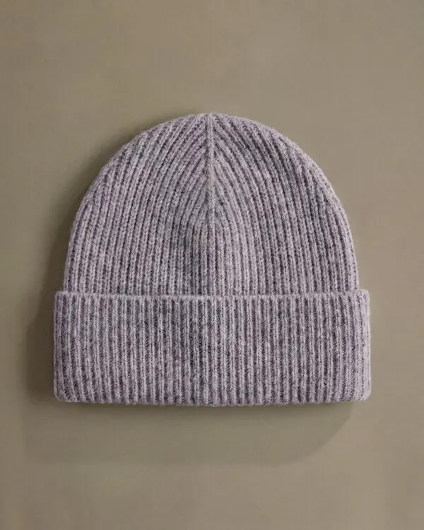 Quince Cashmere Ribbed Beanie - Heather Grey