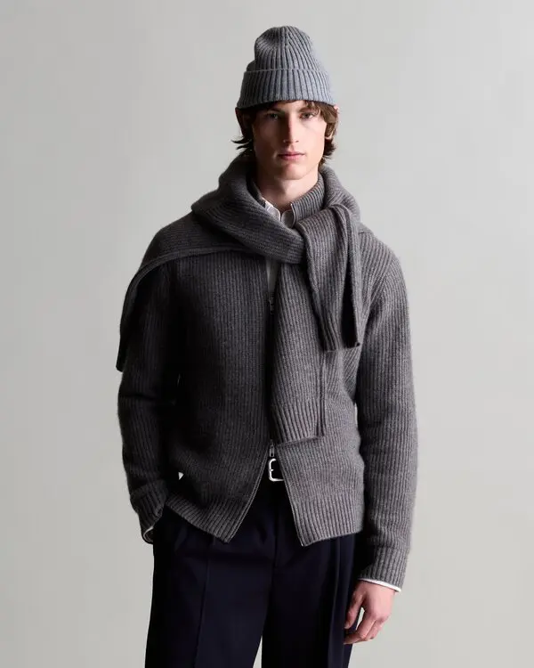 Quince Cashmere Ribbed Beanie - Heather Grey