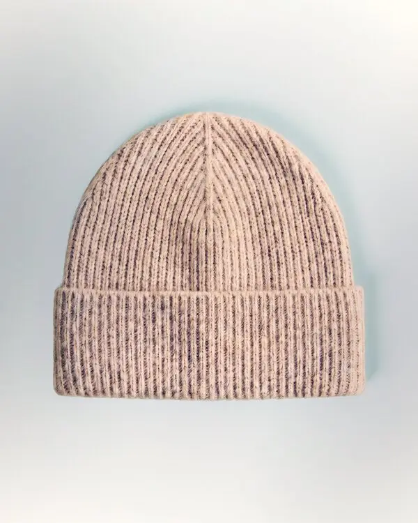 Quince Cashmere Ribbed Beanie - Oatmeal