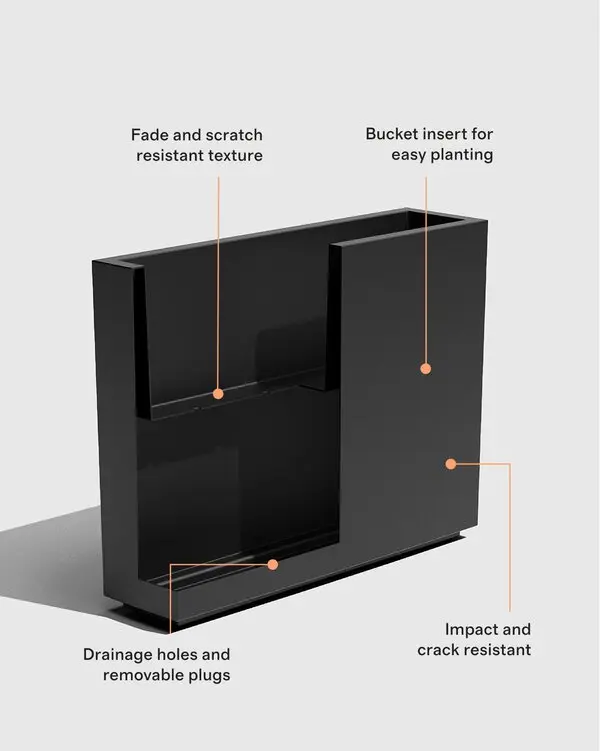 Quince Veradek Block Series All Weather Rectangular Planter - Black