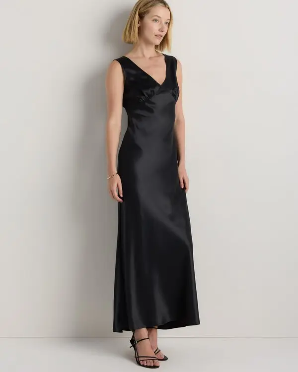 Quince V-neck Silk Maxi Dress