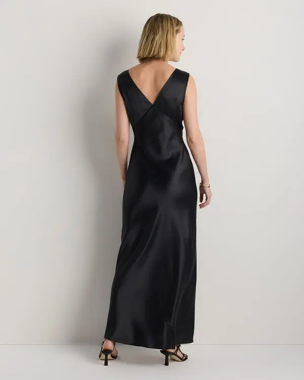 Quince V-neck Silk Maxi Dress