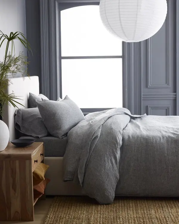 Quince European Linen Chambray Deluxe Bedding Bundle - Charcoal