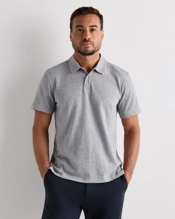 Quince Slub Polo - Heather Grey
