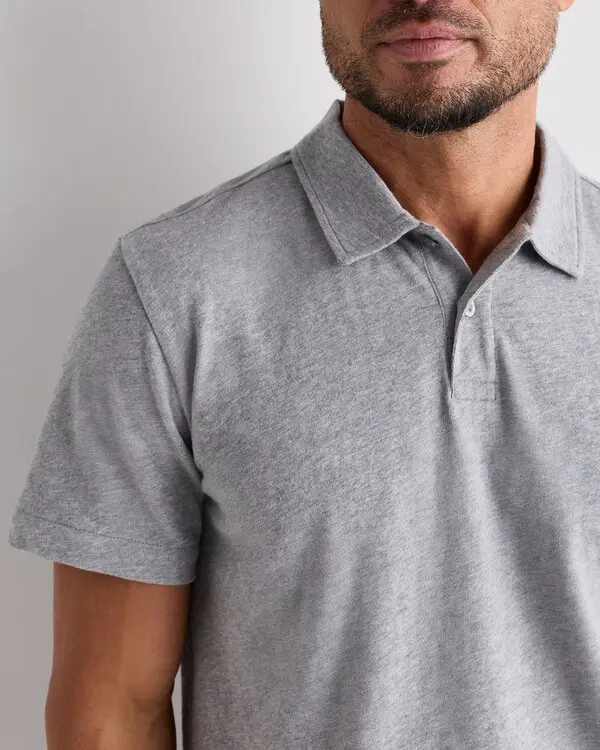 Quince Slub Polo - Heather Grey
