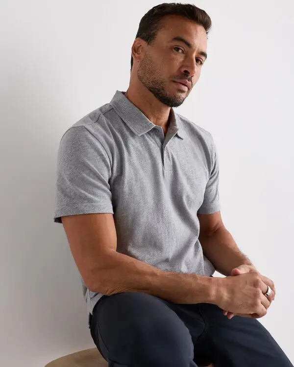 Quince Slub Polo - Heather Grey