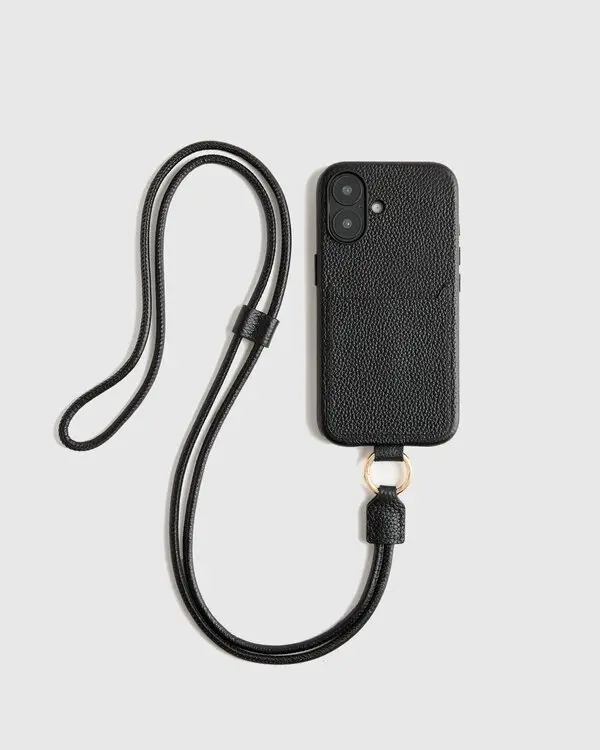 Quince Italian Leather Phone Crossbody Case - Black