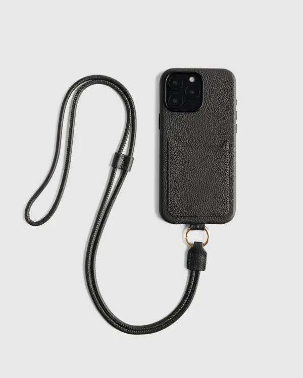 Quince Italian Leather Phone Crossbody Case - Black