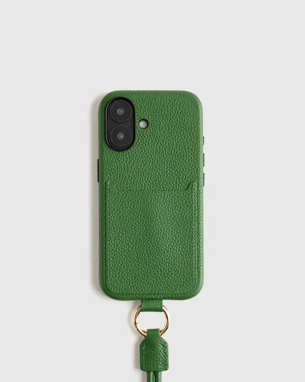 Quince Italian Leather Phone Crossbody Case - Emerald