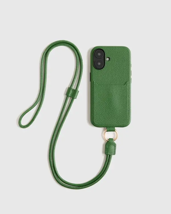 Quince Italian Leather Phone Crossbody Case - Emerald