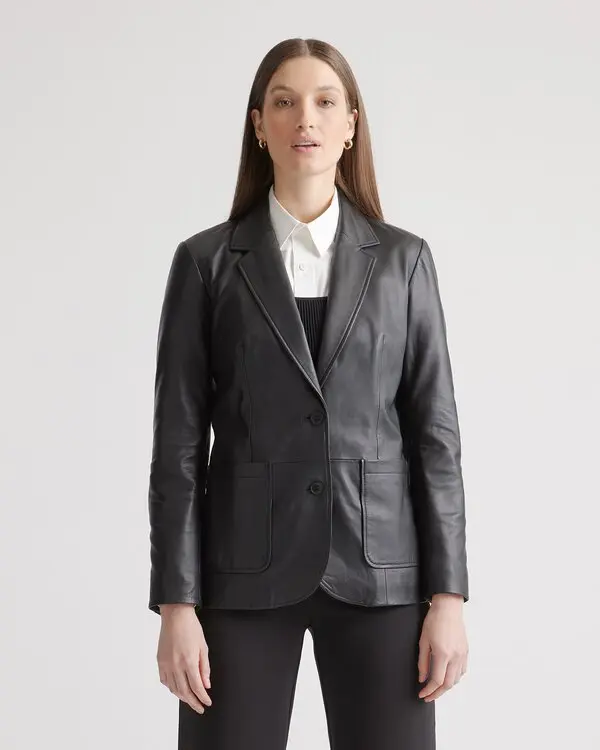 Quince Leather Blazer - Black