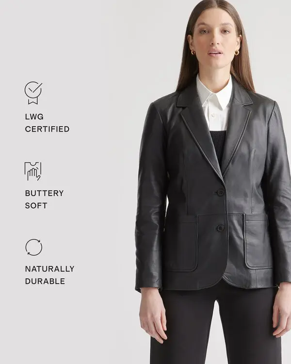 Quince Leather Blazer - Black