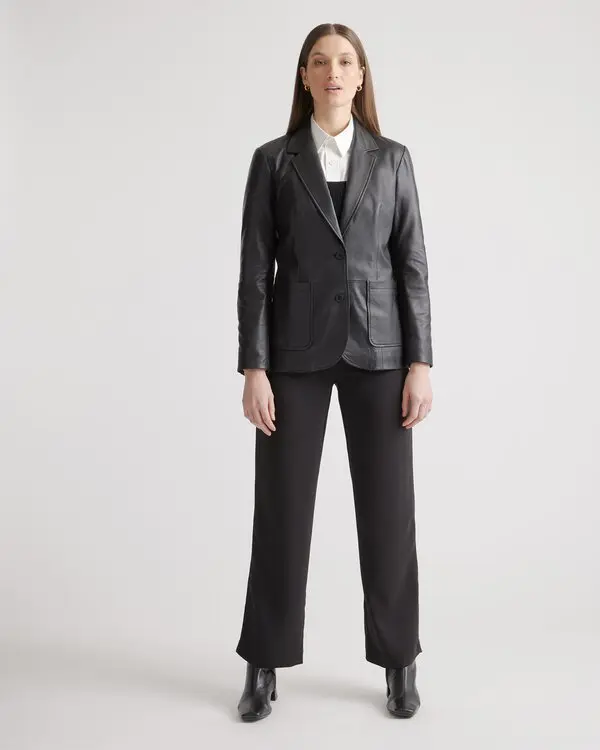 Quince Leather Blazer - Black