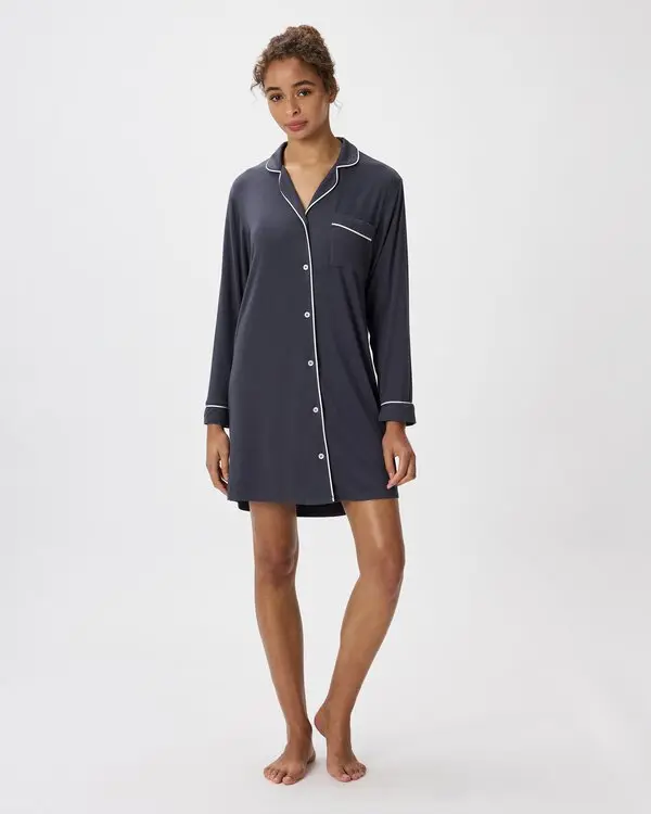 Quince Bamboo Jersey Sleep Shirt - Graphite