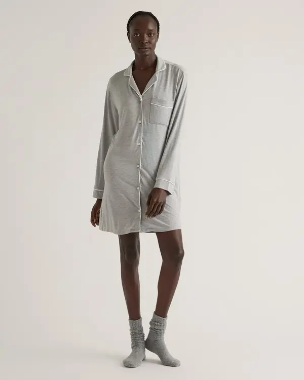 Quince Bamboo Jersey Sleep Shirt - Heather Grey