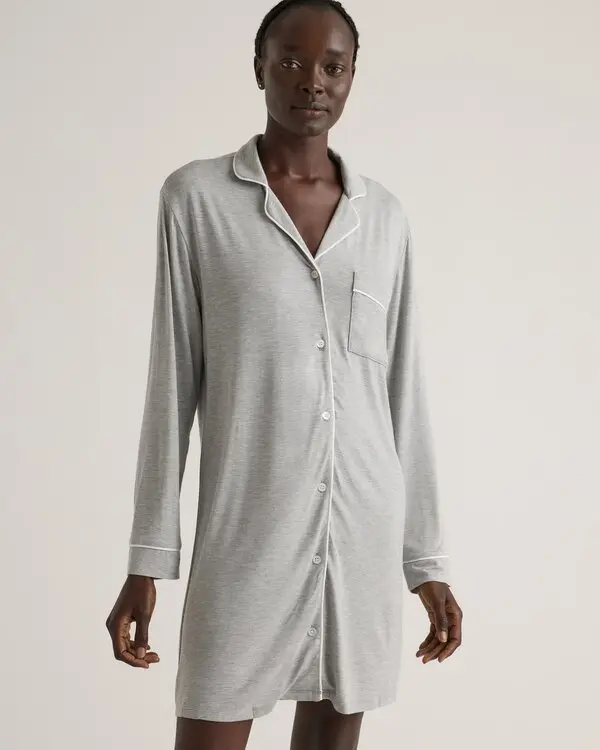 Quince Bamboo Jersey Sleep Shirt - Heather Grey