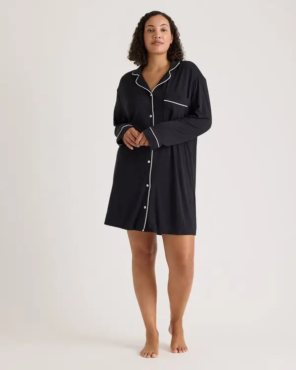Quince Bamboo Jersey Sleep Shirt - True Black