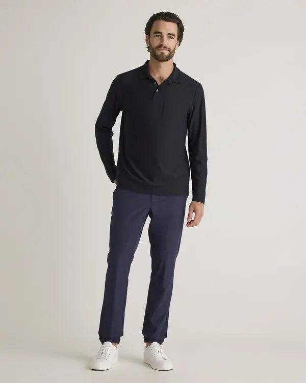 Quince Propique Performance Long Sleeve Polo - Black