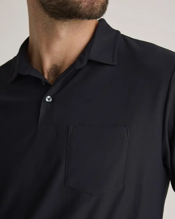 Quince Propique Performance Long Sleeve Polo - Black