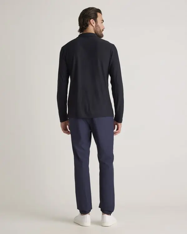 Quince Propique Performance Long Sleeve Polo - Black