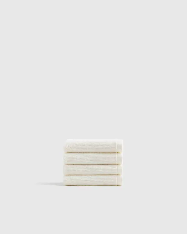Quince Turkish Ribbed Quick Dry Washcloth - Ivory