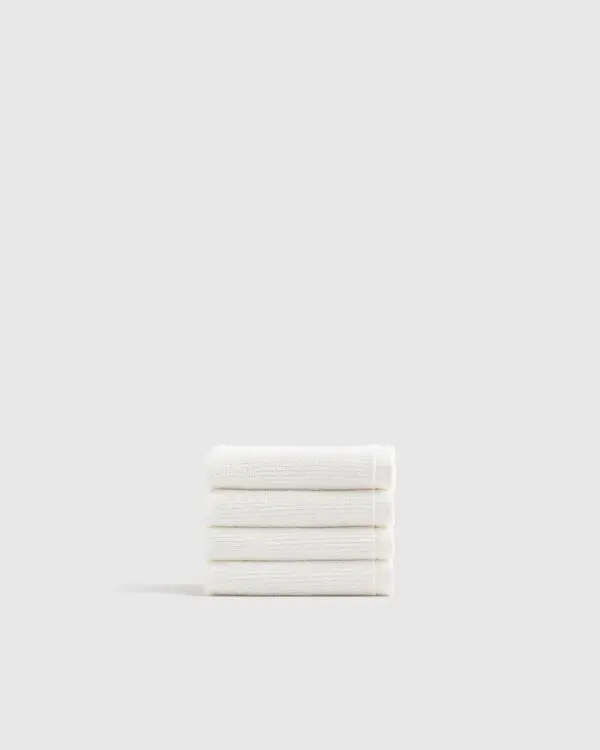 Quince Turkish Ribbed Quick Dry Washcloth - White