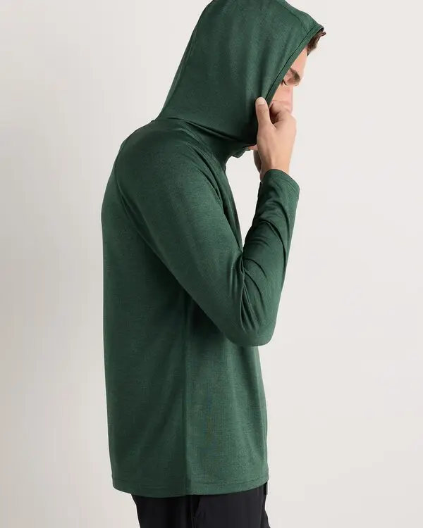 Quince Mesh Performance Training Quarter Zip Hoodie - Heather Olive