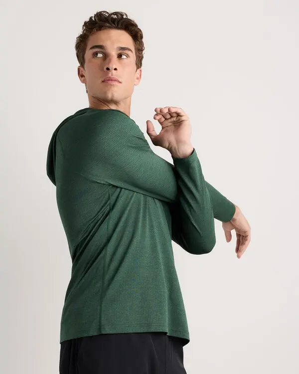 Quince Mesh Performance Training Quarter Zip Hoodie - Heather Olive