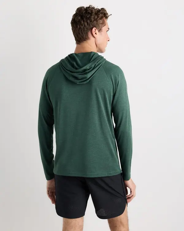 Quince Mesh Performance Training Quarter Zip Hoodie - Heather Olive
