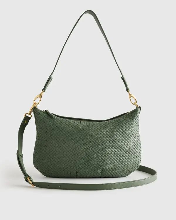 Quince Sloane Handwoven Shoulder Bag - Sage