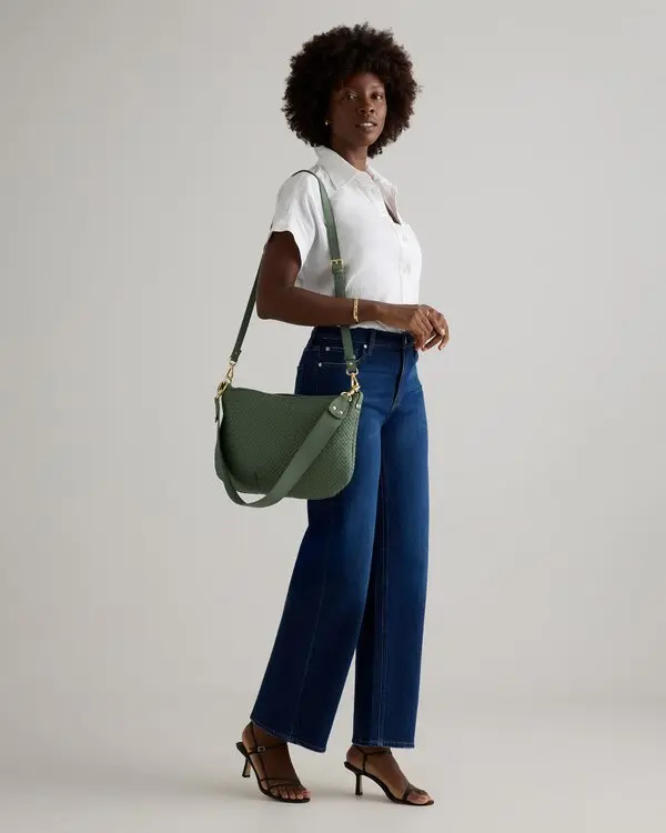 Quince Sloane Handwoven Shoulder Bag - Sage