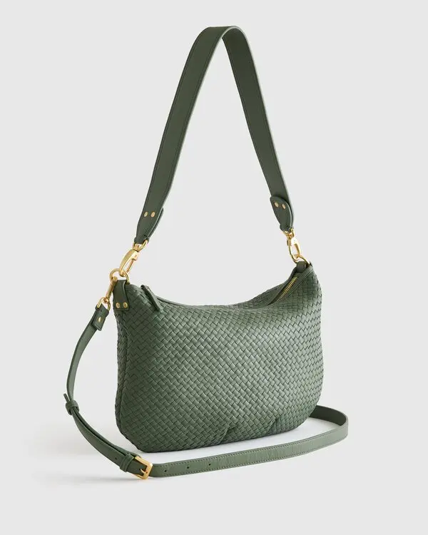 Quince Sloane Handwoven Shoulder Bag - Sage