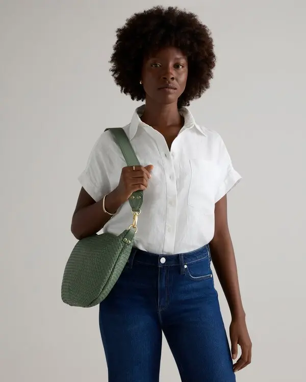 Quince Sloane Handwoven Shoulder Bag - Sage