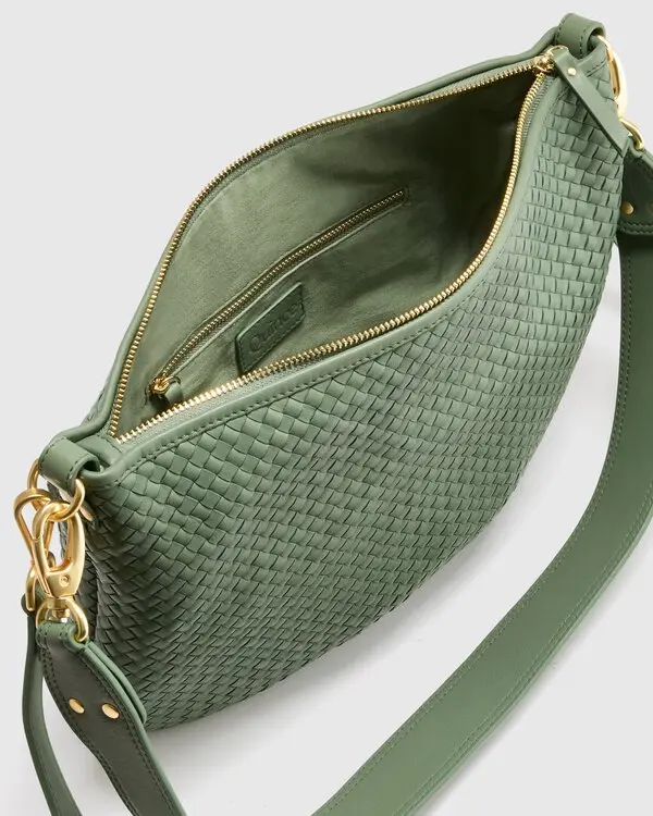 Quince Sloane Handwoven Shoulder Bag - Sage