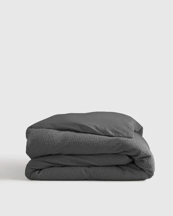 Quince Luxe Waffle Duvet Cover - Grey