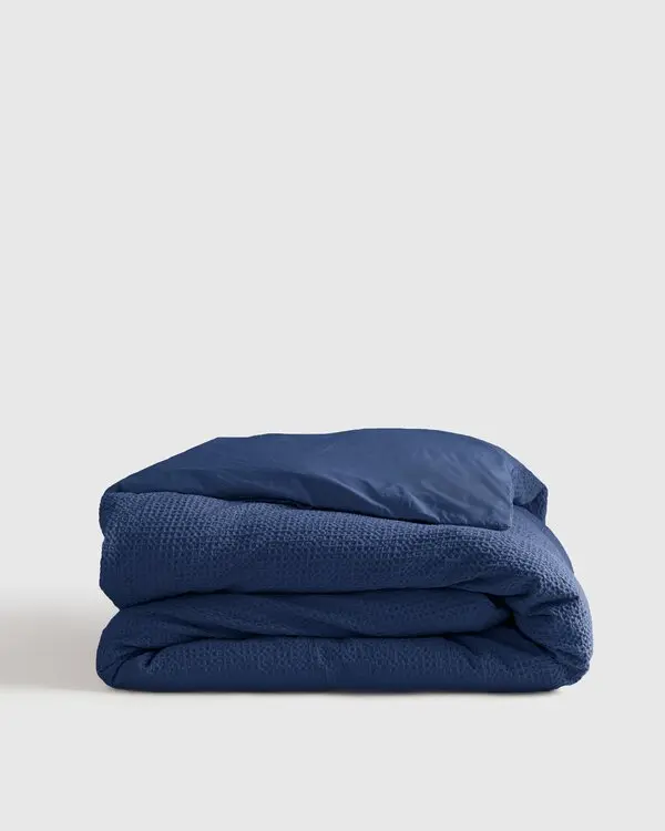Quince Luxe Waffle Duvet Cover - Indigo